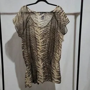 The Paragon | Tops | Paragon Blouse Tiger Stripe Sheer Vintage Animal ...